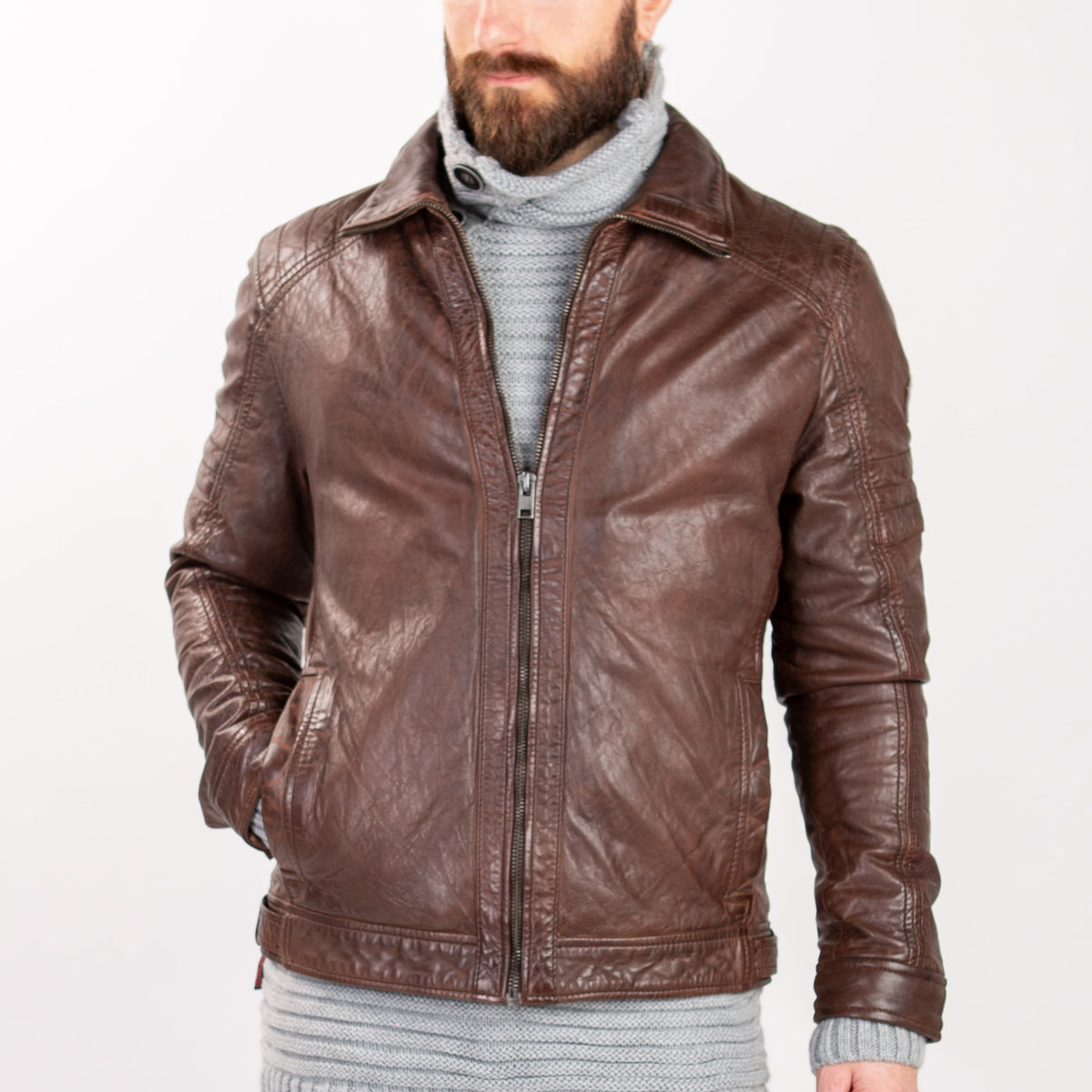 Cairo Leather Jacket - Chestnut – BIA BORO MENSWEAR