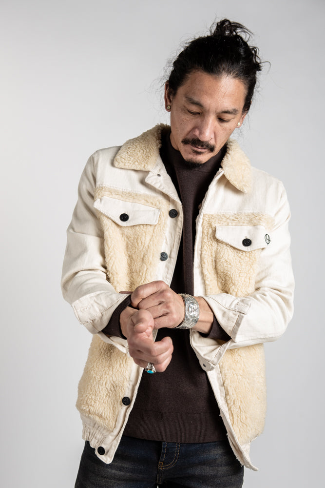 Furry Denim Jacket - Cream – BIA BORO MENSWEAR