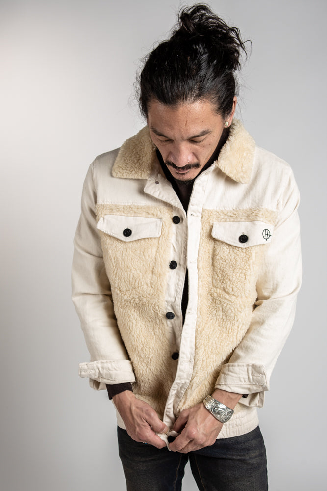 FURRY DENIM JACKET - CREAM – BIA BORO